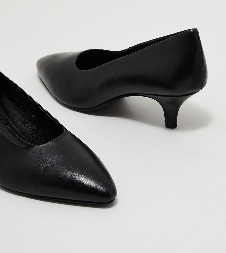 Buy Hush Puppies WINCHESTER Pointed Toe Kitten Heel Pumps In Black ...