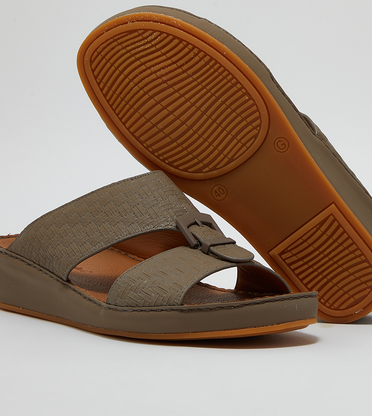 Buy Hush Puppies Textured Open Toe Arabic Sandals In Brown | 6thStreet UAE
