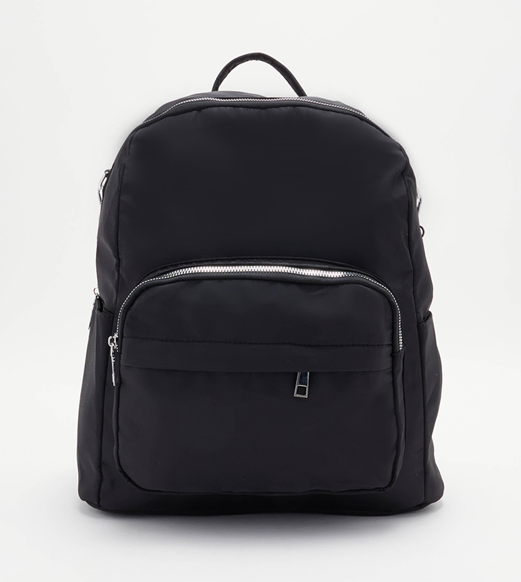 Buy Tyra Solid Zip Around Backpack In Black | 6thStreet Qatar