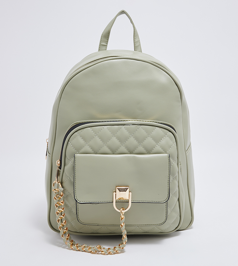 Buy Tyra Chain Accent Backpack In Green | 6thStreet UAE