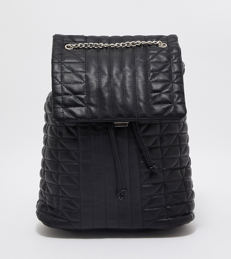 Buy Tyra Quilted Flap Backpack In Black | 6thStreet UAE