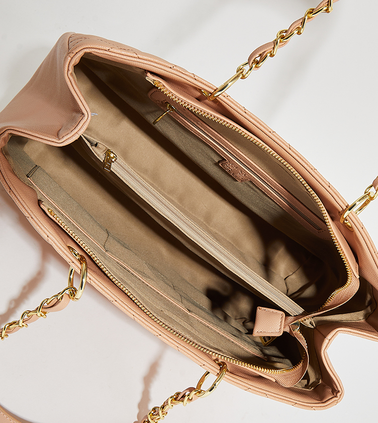 Buy Naturalizer Quilted Logo Detail Tote Bag In Beige | 6thstreet UAE