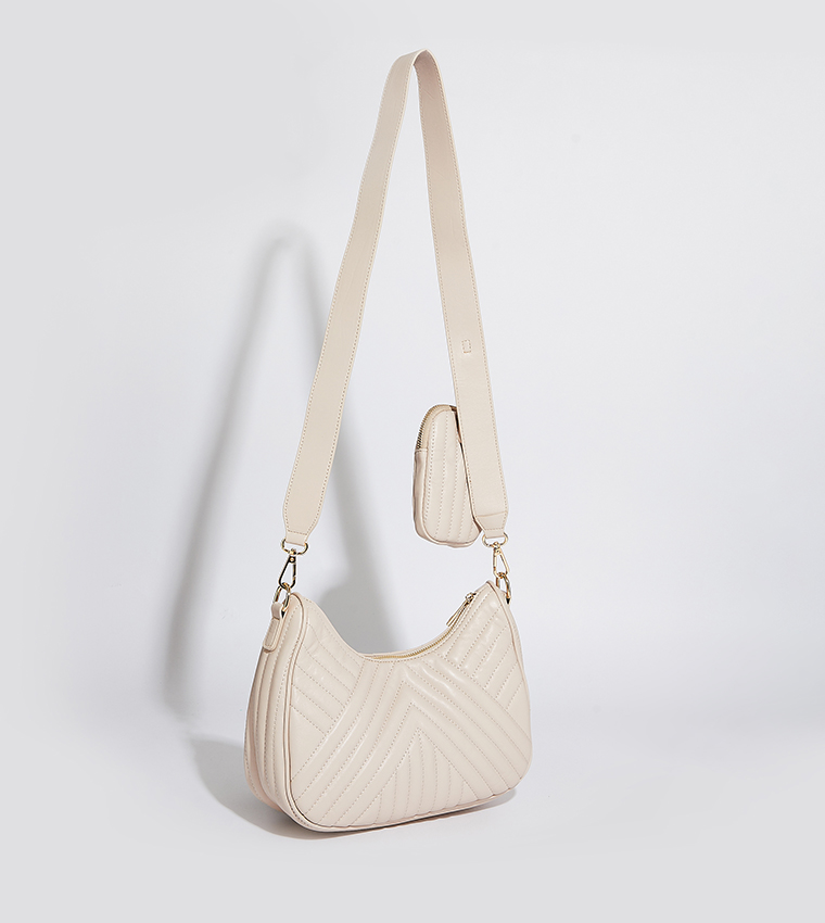 Buy Tyra Quilted Cross Body Bag With Coin Pouch In Beige | 6thStreet UAE