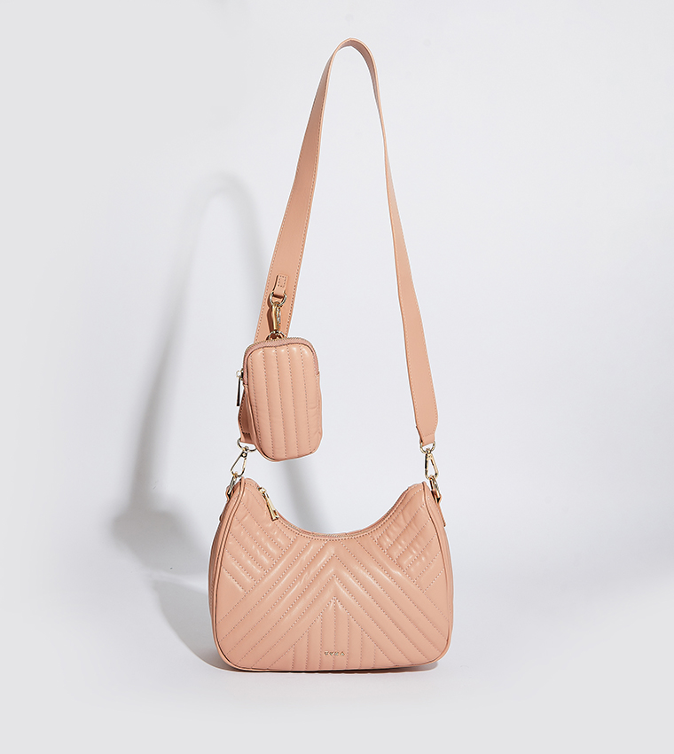 Buy Tyra Quilted Cross Body Bag With Coin Pouch In Pink | 6thStreet UAE