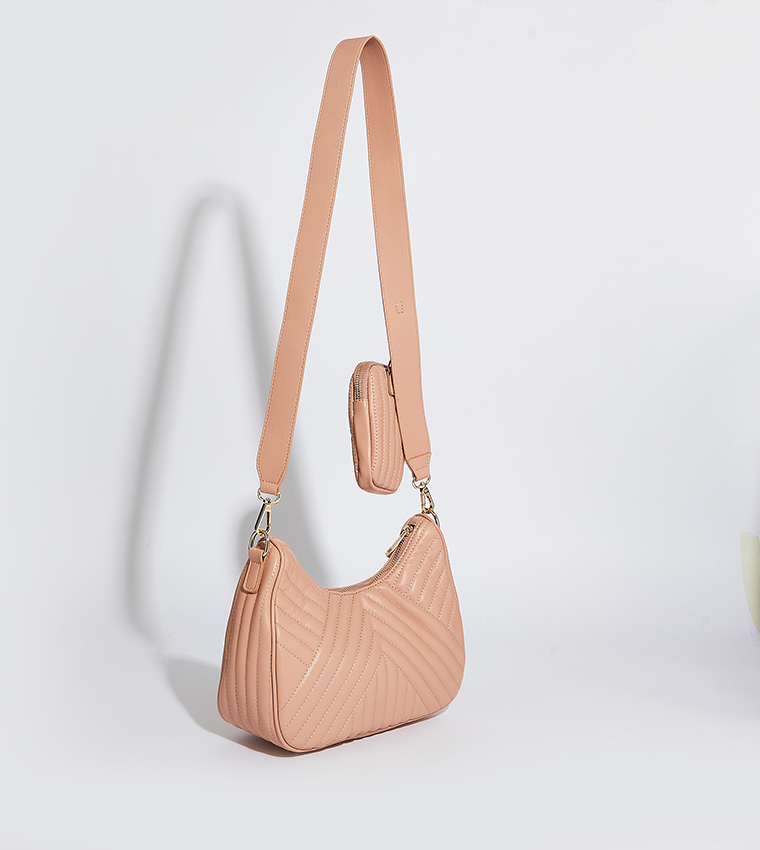 Buy Tyra Quilted Cross Body Bag With Coin Pouch In Pink | 6thStreet UAE