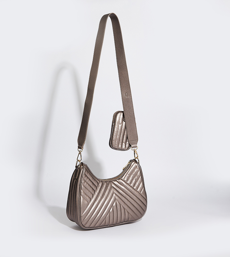 Buy Tyra Quilted Cross Body Bag With Coin Pouch In Grey | 6thStreet UAE