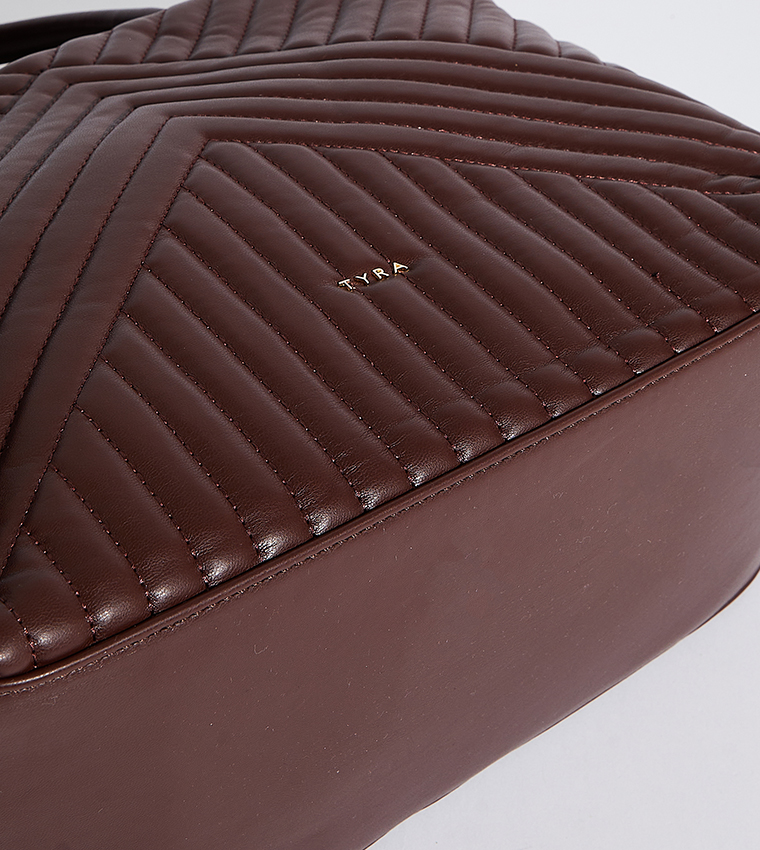 Buy Tyra Quilted Logo Detail Shoulder Bag In Brown | 6thStreet UAE