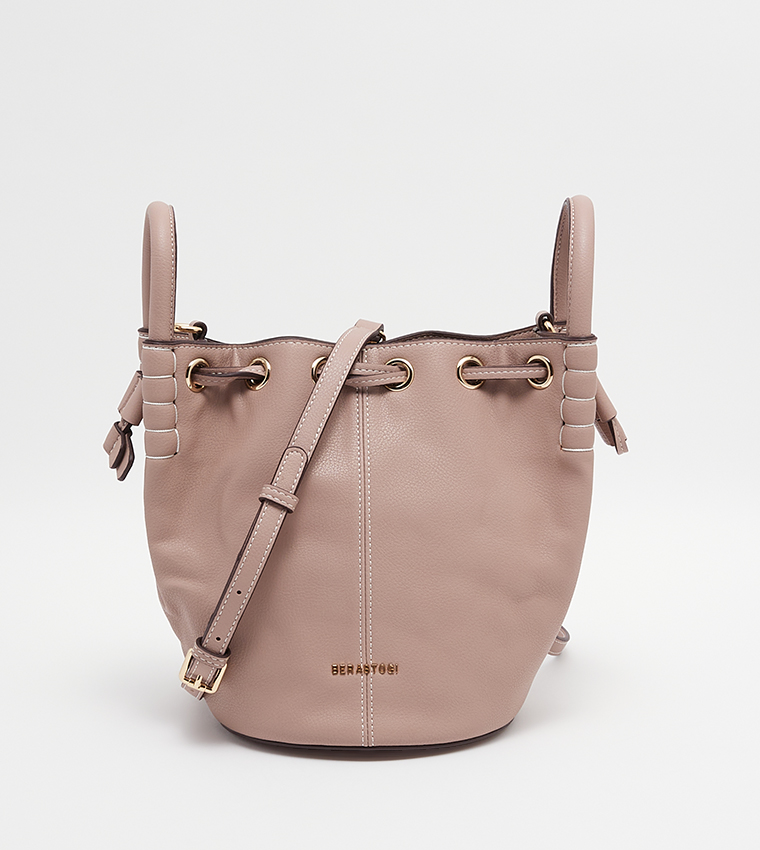 Buy Berastogi @ CCC Textured Logo Detail Bucket Bag With Sling In Pink ...