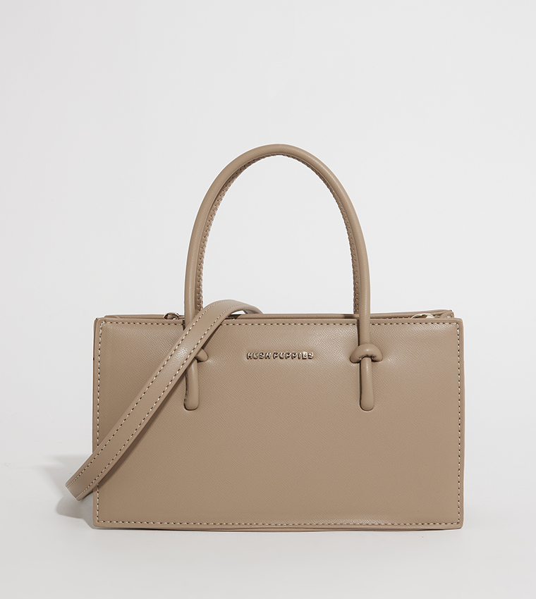 Buy Hush Puppies MAHREEN Logo Detail Satchel Bag In Beige | 6thStreet Qatar