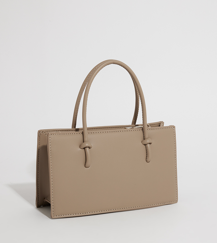 Buy Hush Puppies MAHREEN Logo Detail Satchel Bag In Beige | 6thStreet Qatar