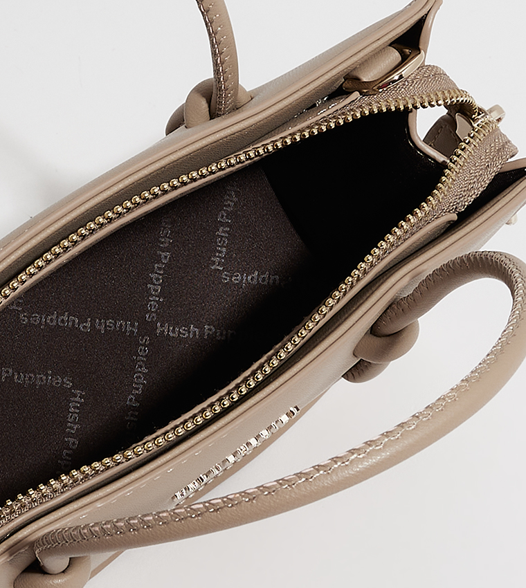 Buy Hush Puppies MAHREEN Logo Detail Satchel Bag In Beige | 6thStreet Qatar