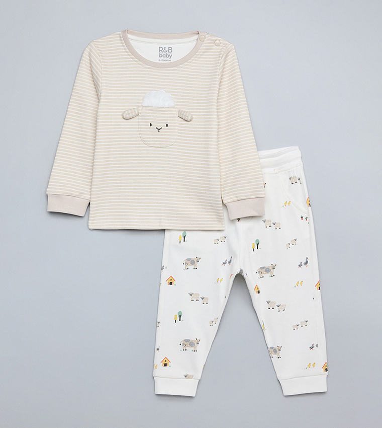 Buy R&B Appliqued Clothing Set In Beige | 6thStreet Qatar