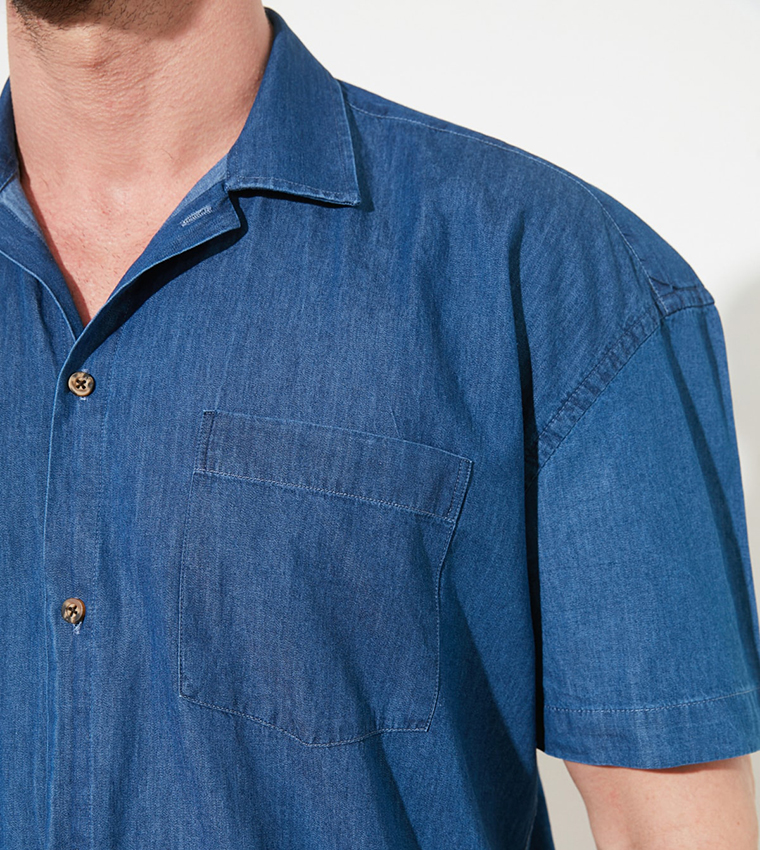 Buy Trendyol Oversize Boxy Fit Denim Shirt In Blue | 6thStreet UAE