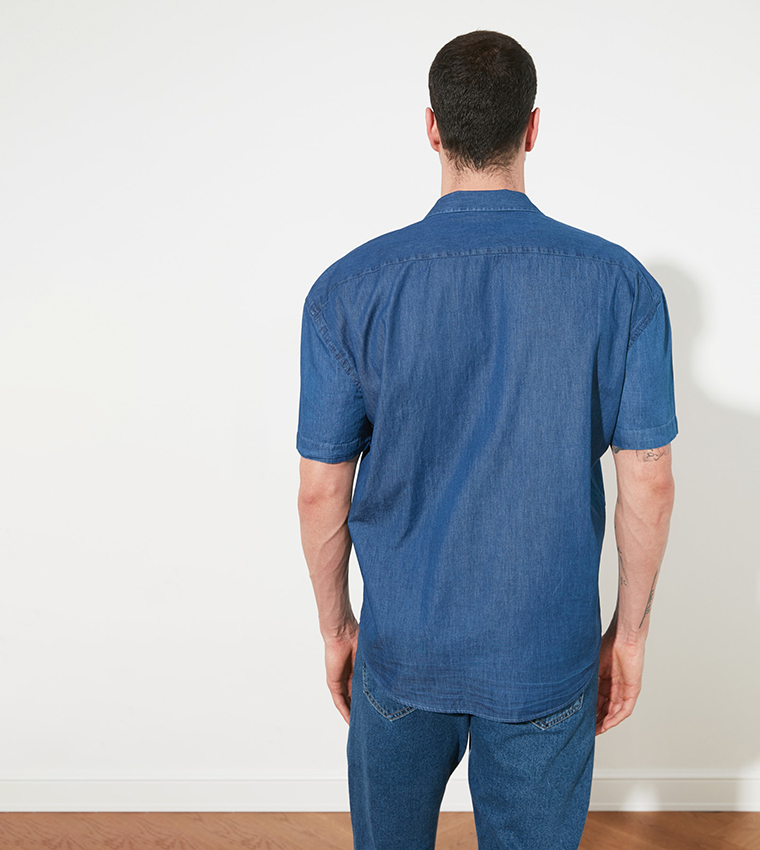 Buy Trendyol Oversize Boxy Fit Denim Shirt In Blue | 6thStreet UAE