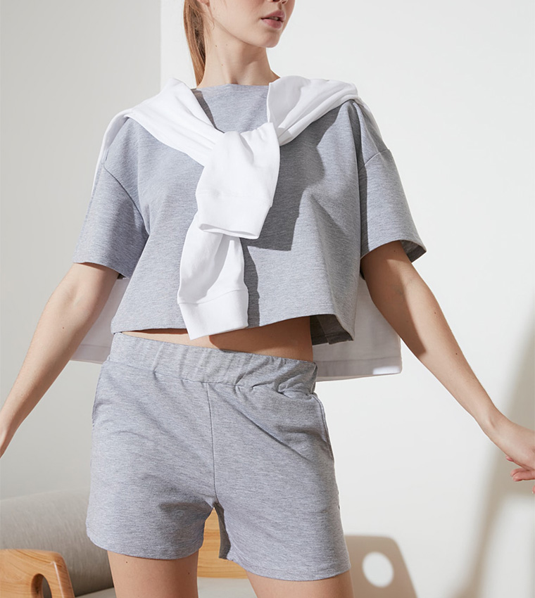 Buy Trendyol Solid Co Ord Set In GRAY | 6thStreet Qatar