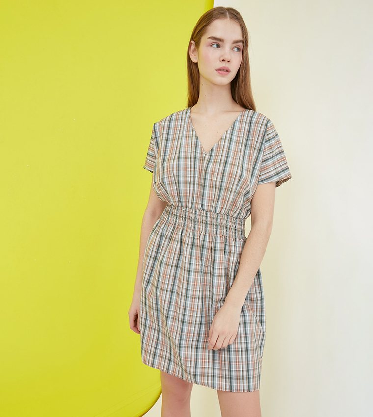 Buy Trendyol Plaid Check Mini Dress In Multiple Colors | 6thStreet Qatar
