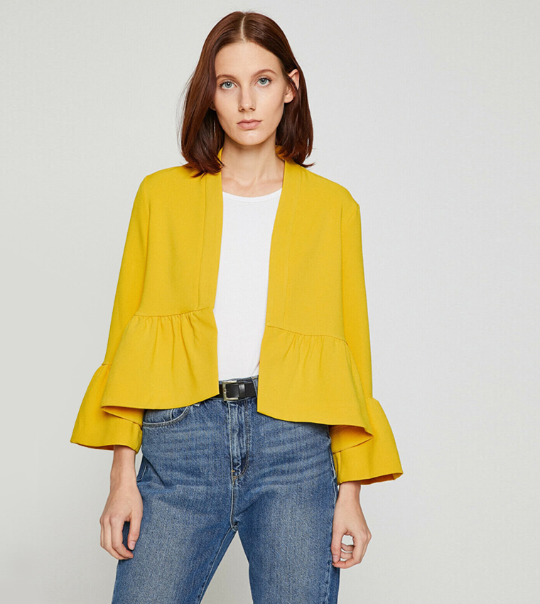 Buy Koton Ruffle Detailed Jacket In Yellow | 6thStreet UAE