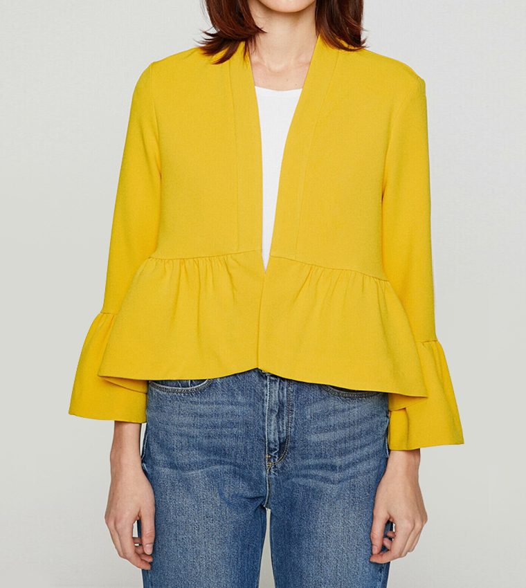 Buy Koton Ruffle Detailed Jacket In Yellow | 6thStreet UAE