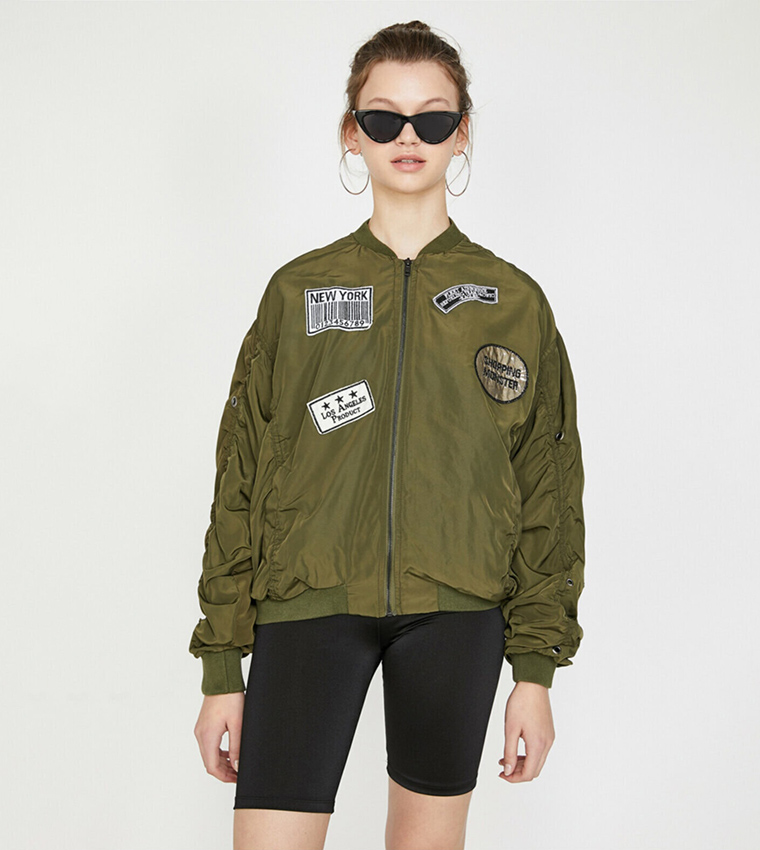 Buy Trendyol Bird Eye Detailed Coat In Green | 6thStreet UAE