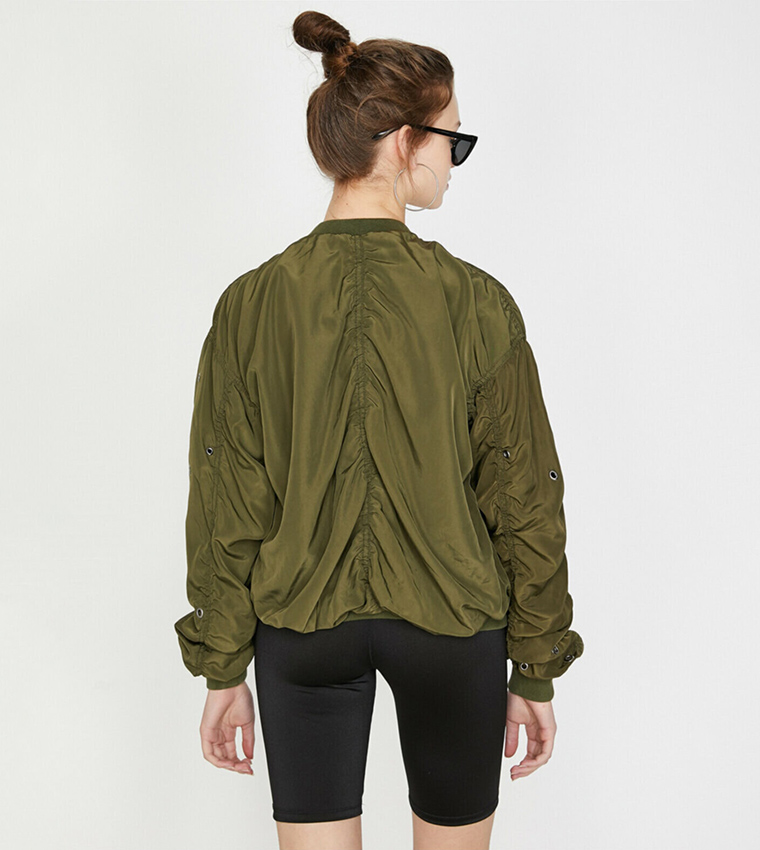 Buy Trendyol Bird Eye Detailed Coat In Green | 6thStreet UAE