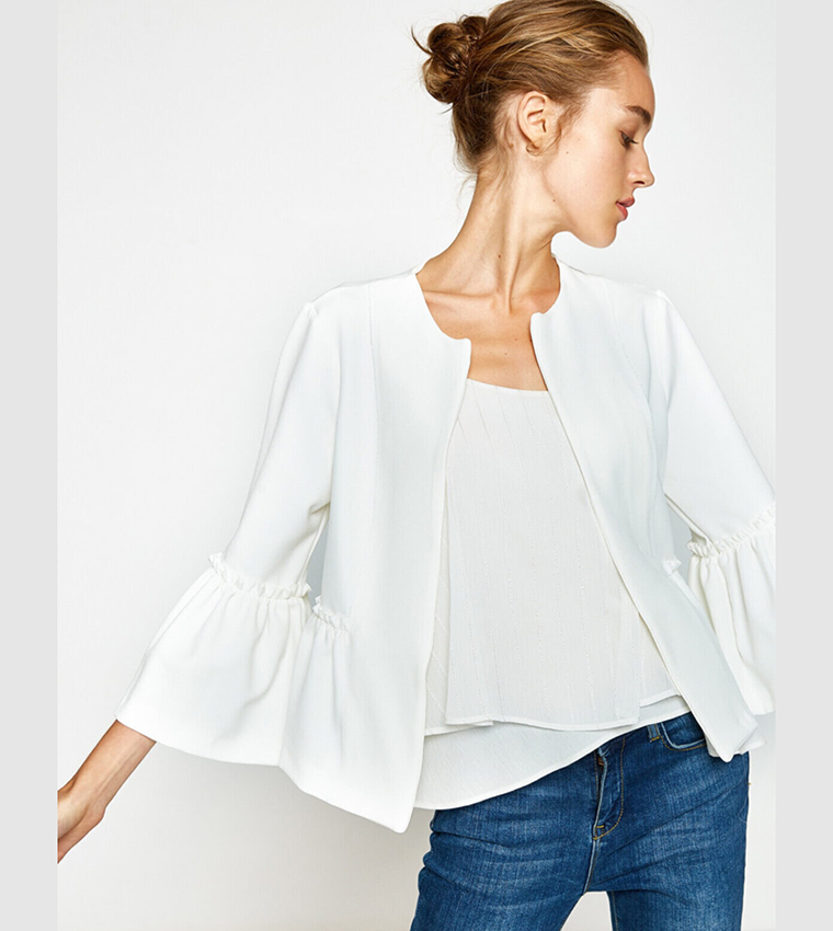 Buy Koton Ruffle Detailed Jacket In White | 6thStreet Saudi Arabia