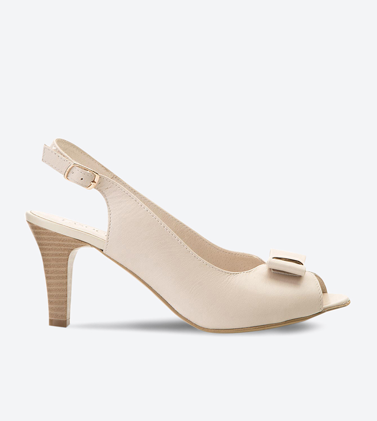 Buy Lasocki @ CCC Slingback Buckle Closure Bow Details Pumps Beige In ...