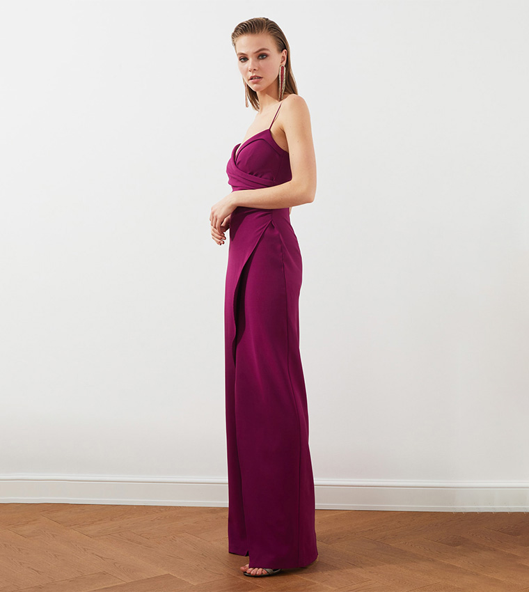 Buy Trendyol Cross Over Wrap Evening & Graduation Maxi Dress In Purple ...