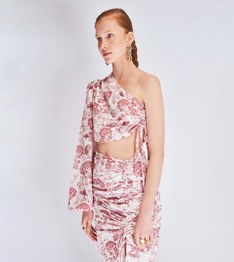 Buy Trendyol Printed Pull Up Crop Top In Multiple Colors | 6thStreet Qatar