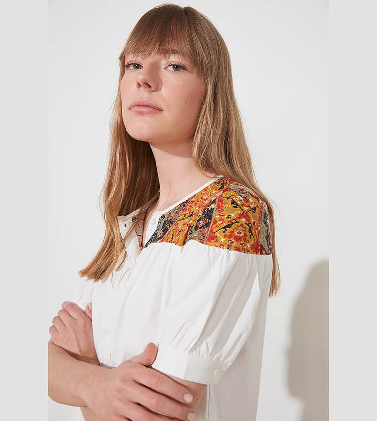 Buy Trendyol Shoulder Detailed Shirt Dress In White | 6thStreet UAE