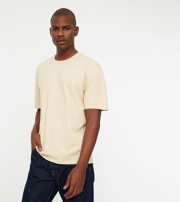 Buy Trendyol Oversize Fit T Shirt In Beige | 6thStreet Qatar