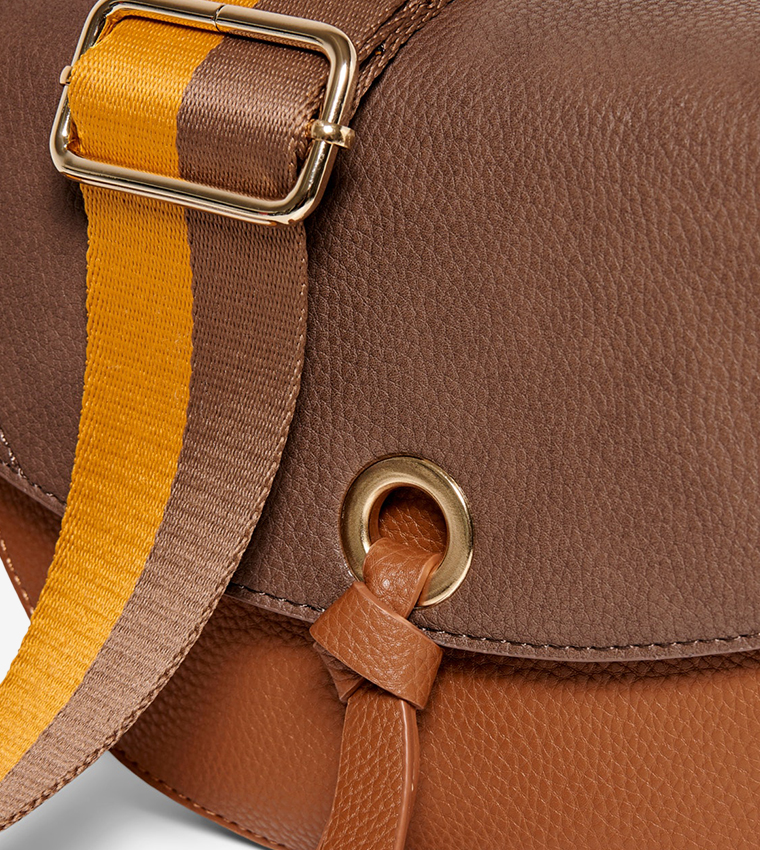 Buy Only Textured Press Button Closure Cross Body Bag With Detachable ...