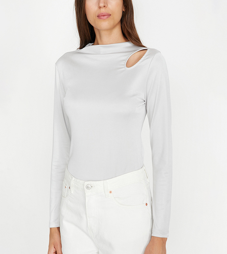 Buy Koton High Keyhole Neck Top In White | 6thStreet Bahrain