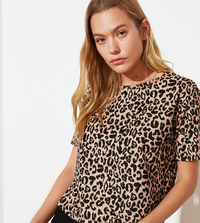 Buy Trendyol Leopard Print Top In Brown | 6thStreet UAE
