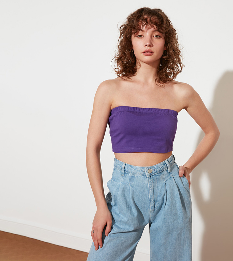 Buy Trendyol Basic Tube Top In Purple | 6thStreet UAE