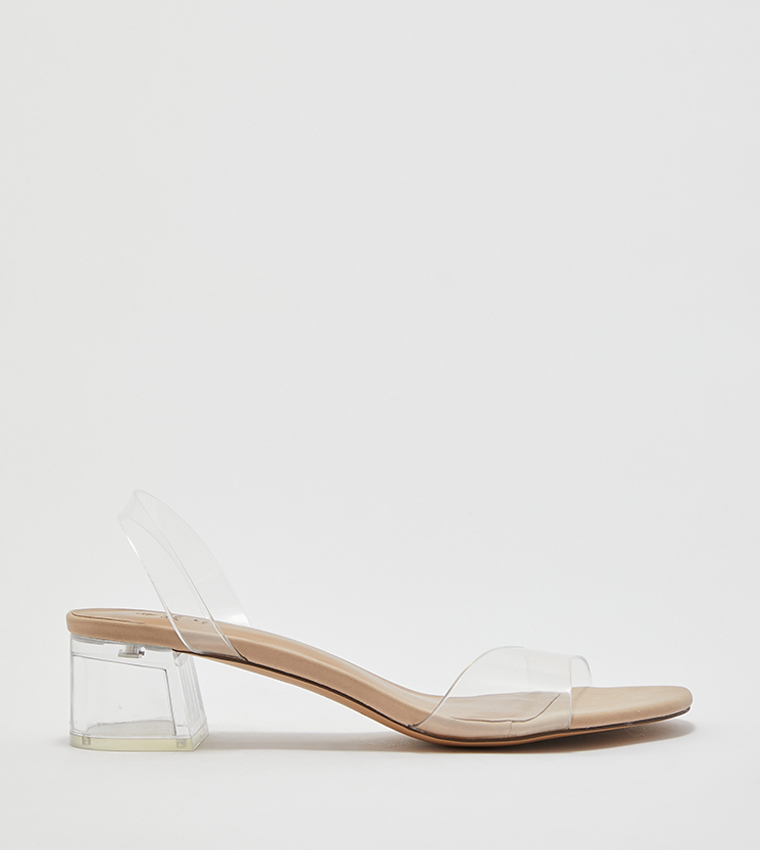 Buy Call It Spring Echo Transparent Block Heel Sandals In White ...
