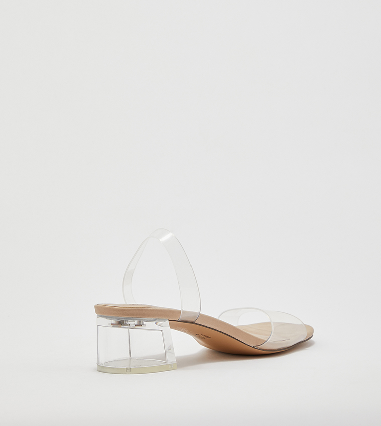 Buy Call It Spring Echo Transparent Block Heel Sandals In White ...