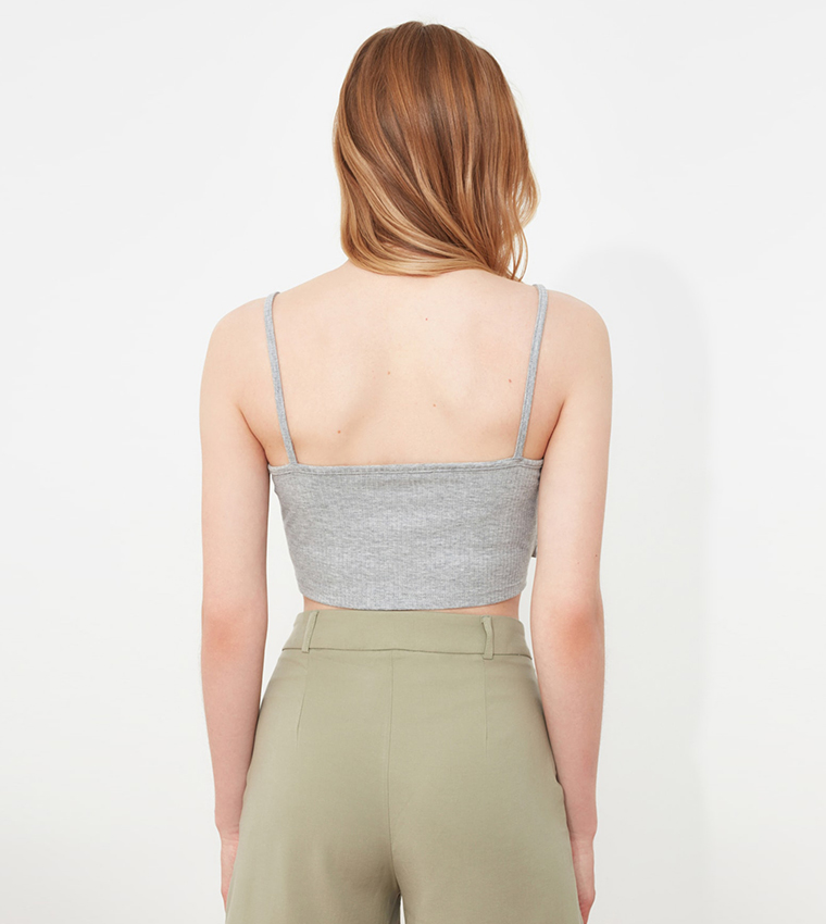 Buy Trendyol Cut Out Active Bra In Grey | 6thStreet UAE