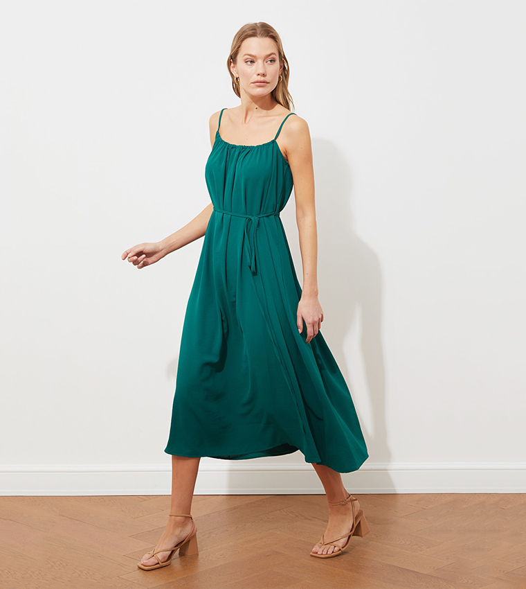 Buy Trendyol Green Belted Dress In Green | 6thStreet Qatar