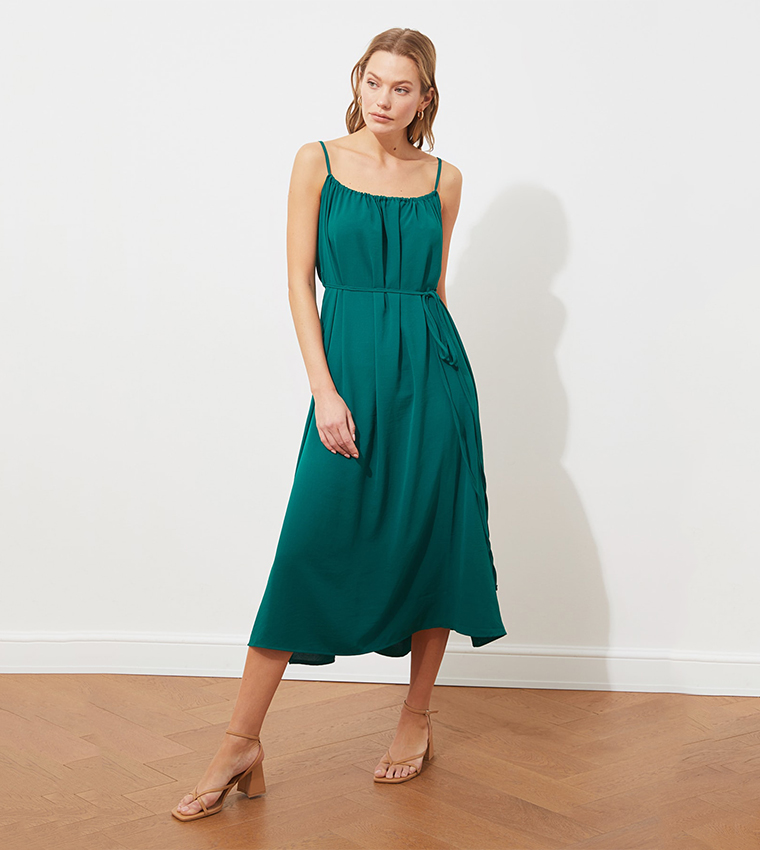 Buy Trendyol Green Belted Dress In Green | 6thStreet Qatar
