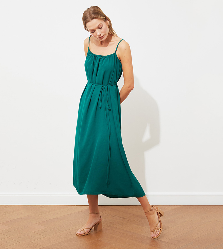 Buy Trendyol Green Belted Dress In Green | 6thStreet Qatar