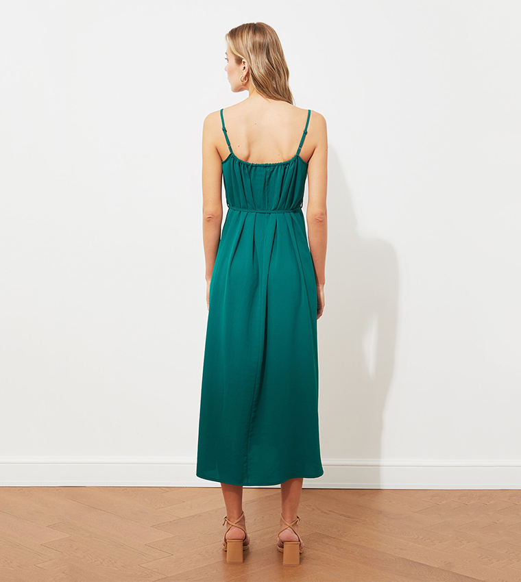 Buy Trendyol Green Belted Dress In Green | 6thStreet Qatar