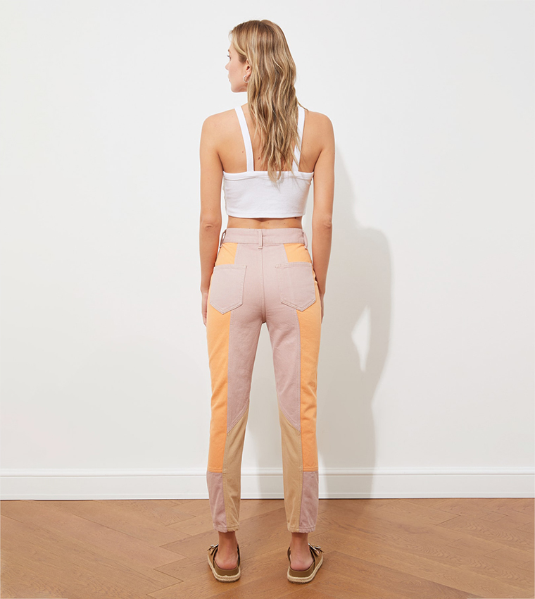 Buy Trendyol High Waist Colorblocked Mom Jeans In Multiple Colors ...