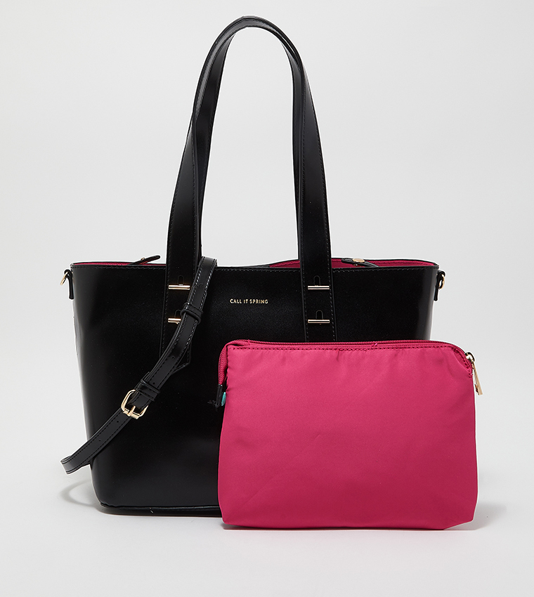 Buy Call It Spring Rubi Zippered Tote Bag Set In Black | 6thStreet UAE