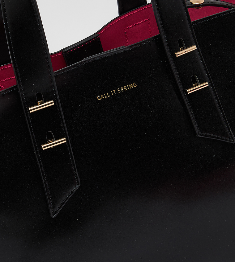 Buy Call It Spring Rubi Zippered Tote Bag Set In Black | 6thStreet UAE