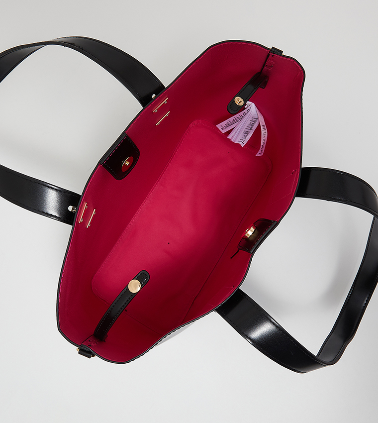 Buy Call It Spring Rubi Zippered Tote Bag Set In Black | 6thStreet UAE