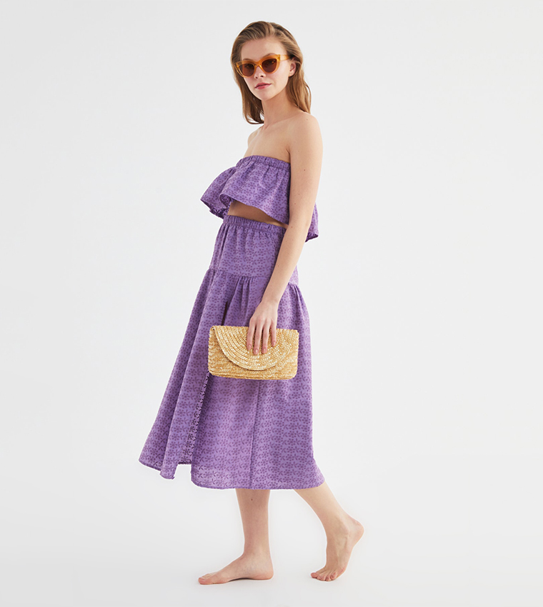 Buy Trendyol Lilac Slit Detailed Woven Bottom Top Team In Purple ...