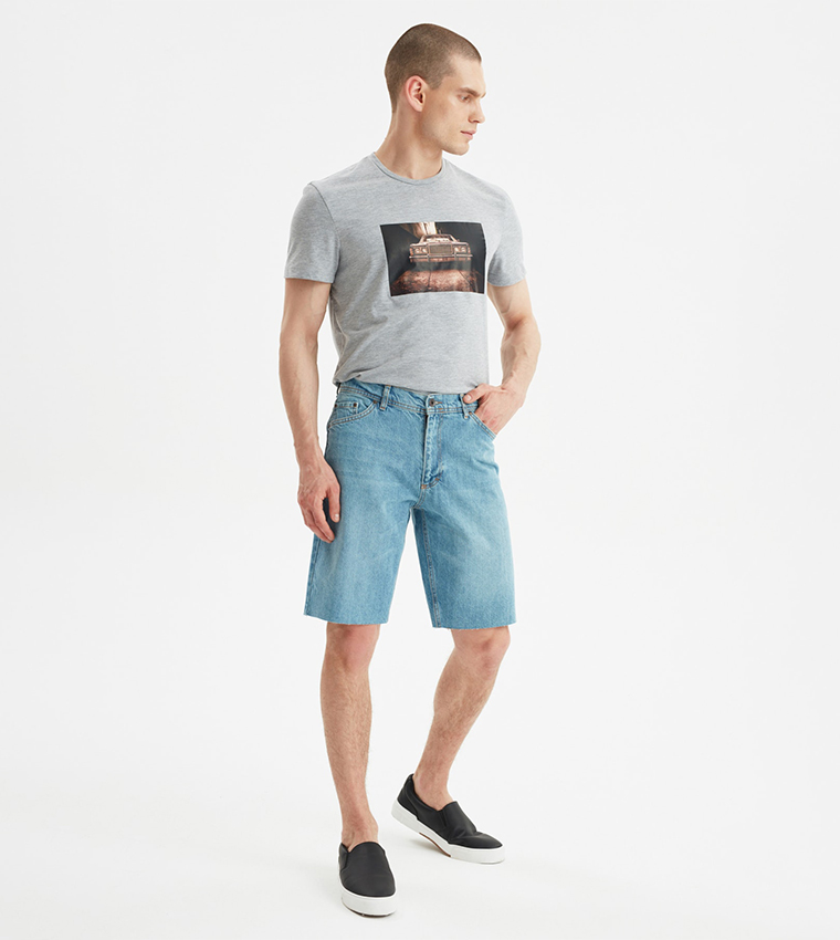 Buy Trendyol Regular Cut Hem Denim Shorts & Bermuda In Blue | 6thStreet UAE