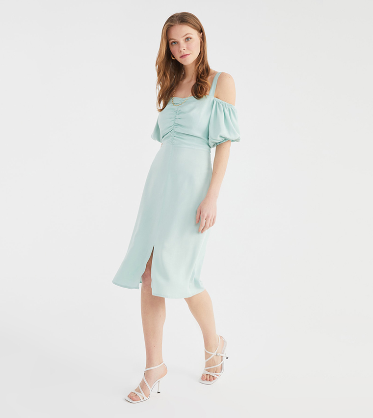 Buy Trendyol Mint Sleeve Detailed Dress In Green | 6thStreet Bahrain