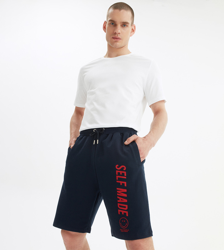 Buy Trendyol Regular Fit Licensed Smiley World Shorts & Bermuda In Blue ...