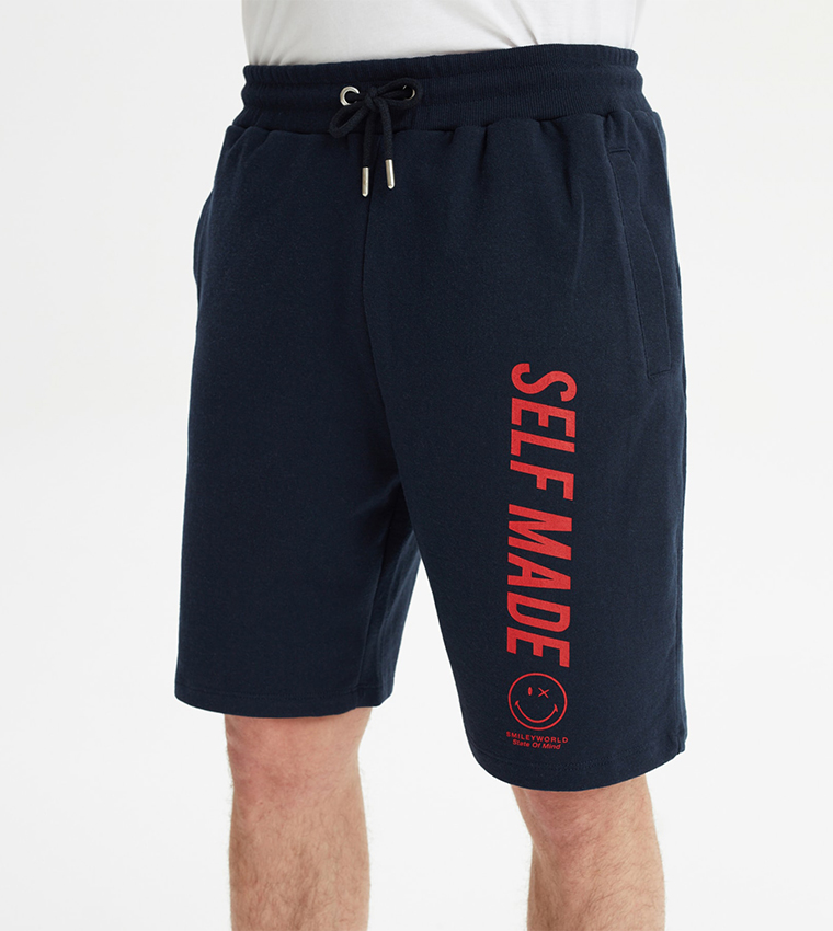 Buy Trendyol Regular Fit Licensed Smiley World Shorts & Bermuda In Blue ...